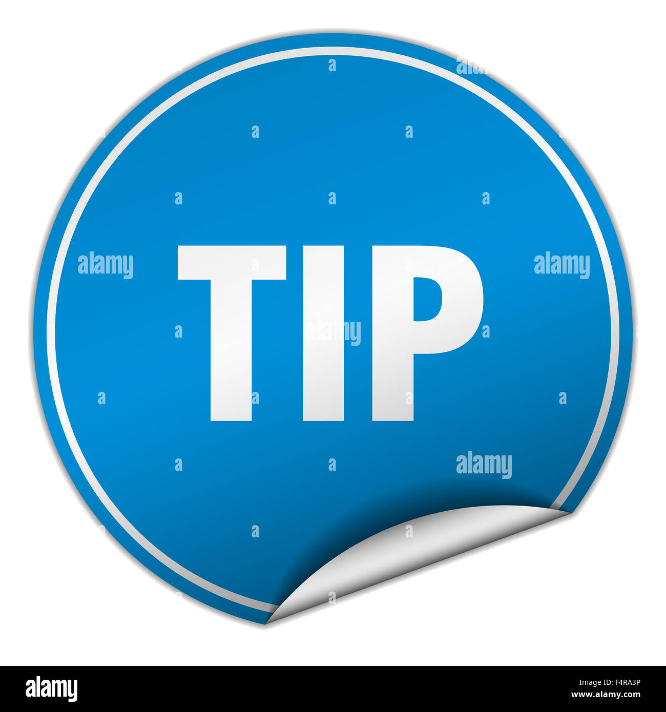 tip round blue sticker isolated on white Stock Photo - Alamy