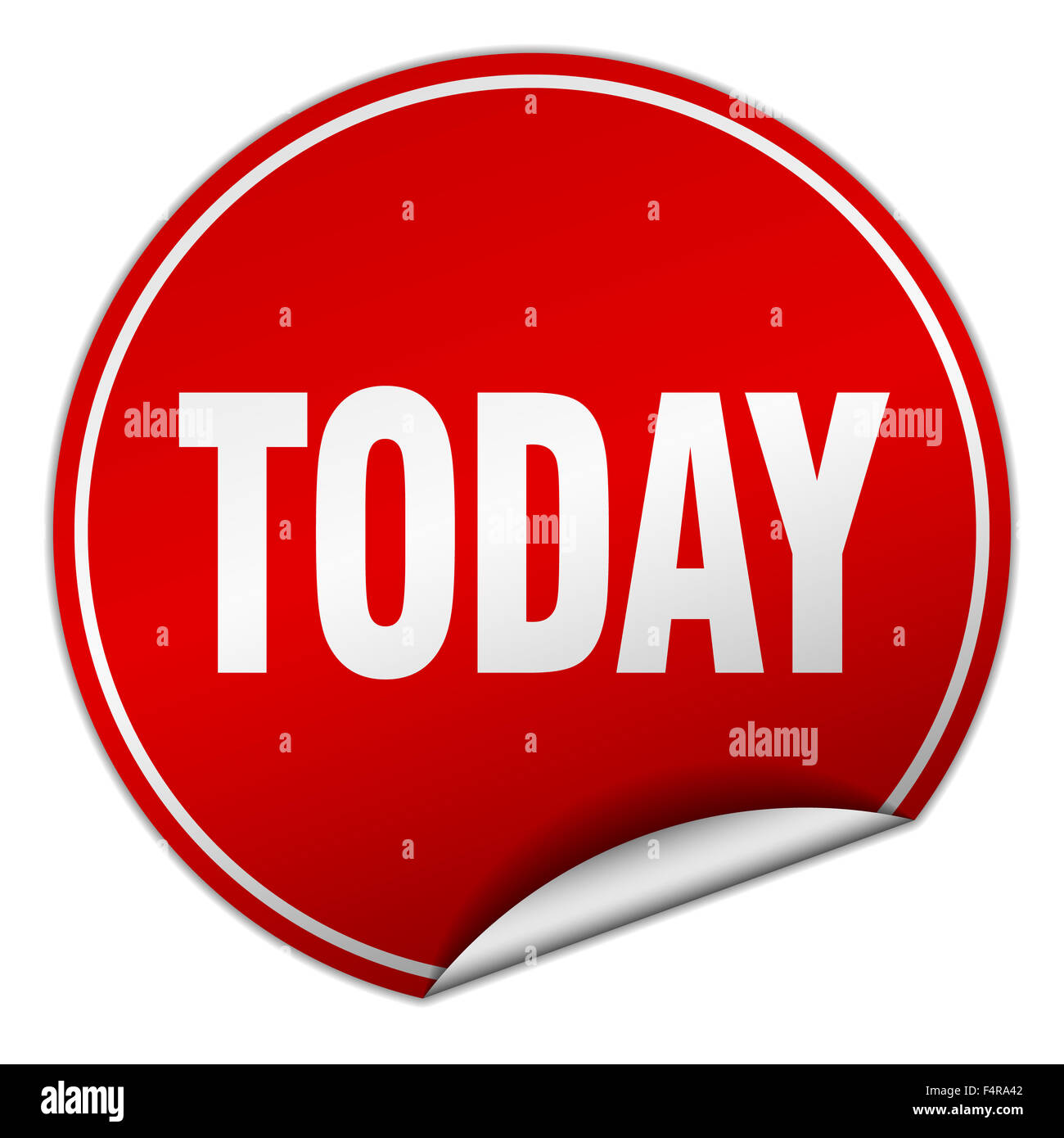 today round red sticker isolated on white Stock Photo - Alamy