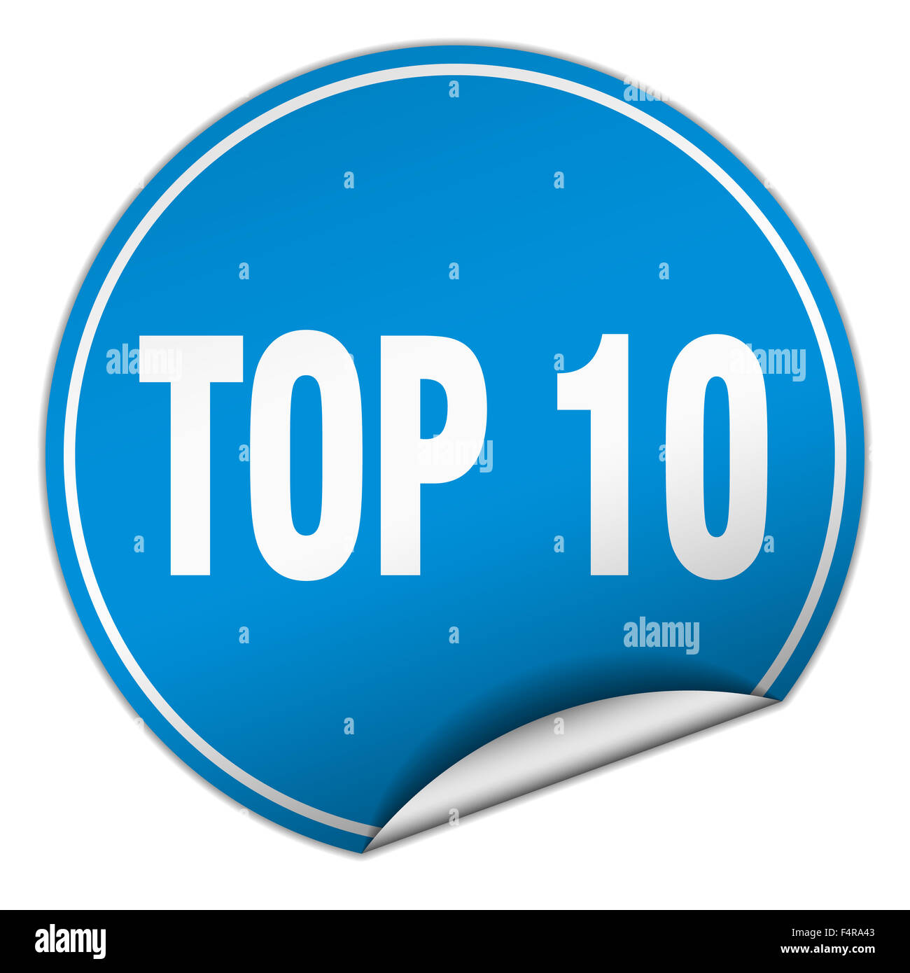 top 10 round blue sticker isolated on white Stock Photo - Alamy