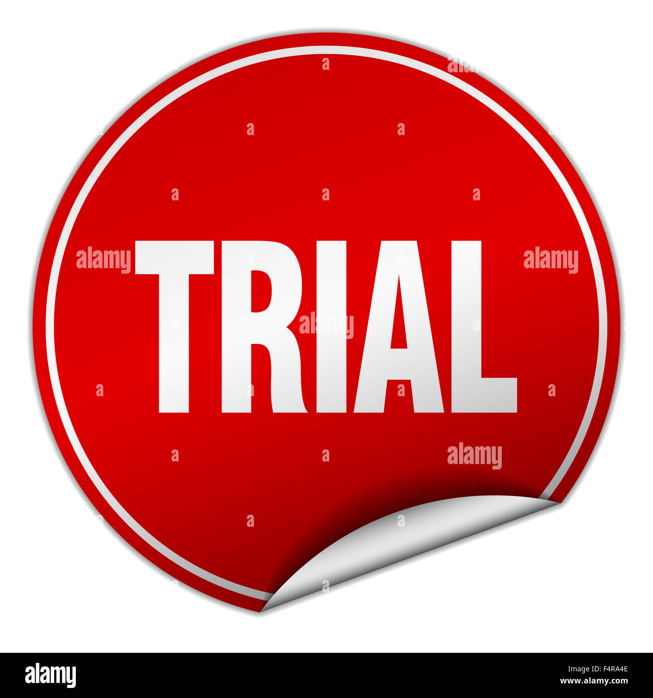 trial round red sticker isolated on white Stock Photo - Alamy