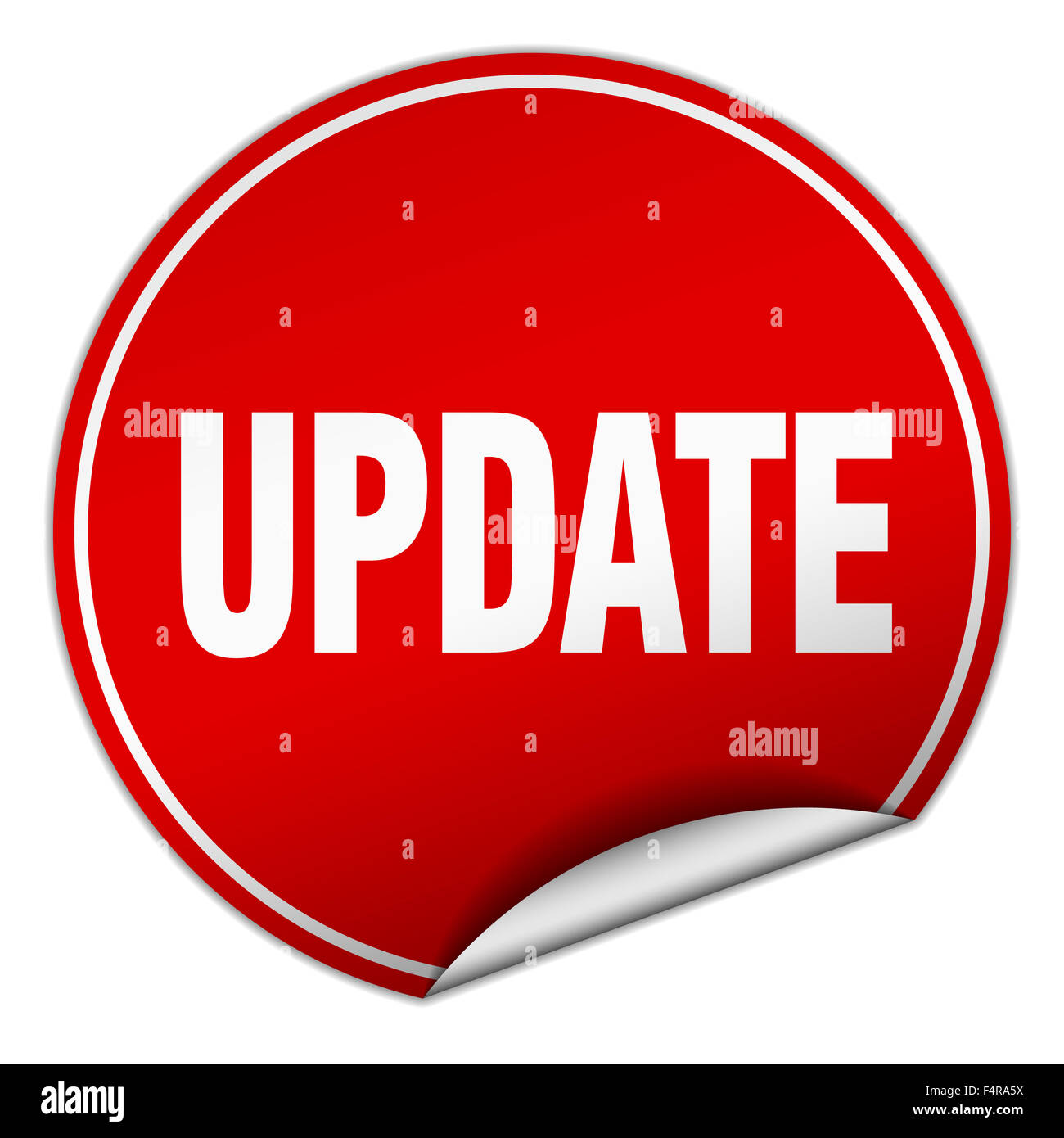 update round red sticker isolated on white Stock Photo - Alamy