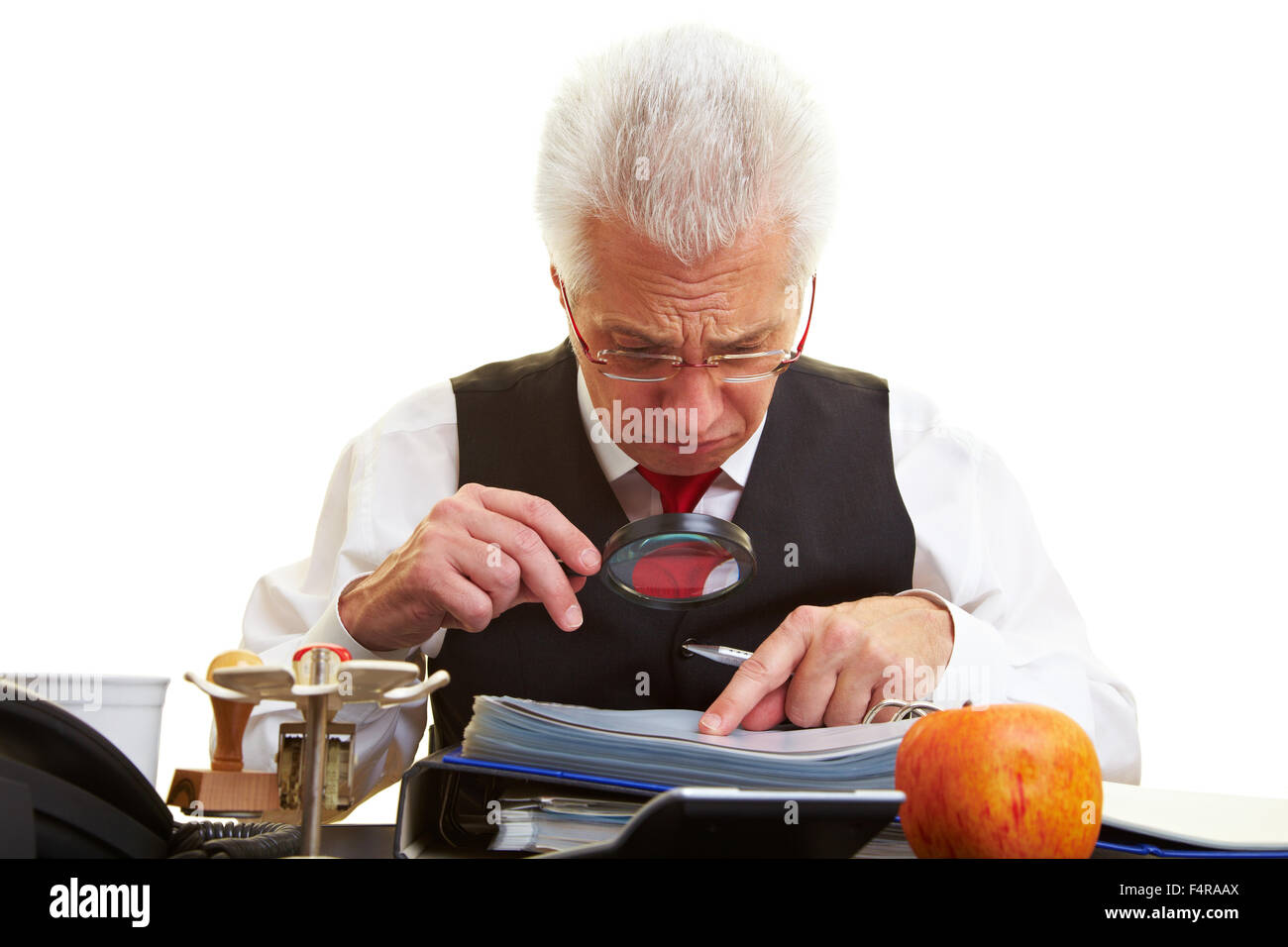 Senior citizen reading the fine print in a contract Stock Photo - Alamy