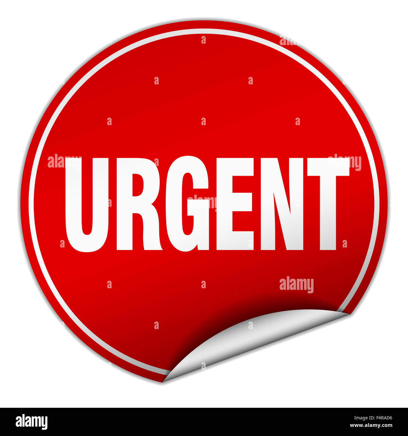 urgent round red sticker isolated on white Stock Photo - Alamy