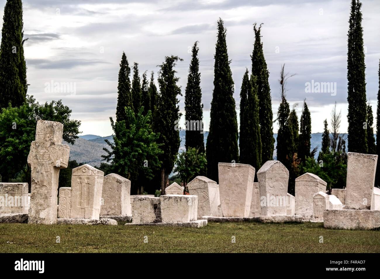 Stećci, medieval gravestones, on the Stećak necropolis of Radimlja in ...