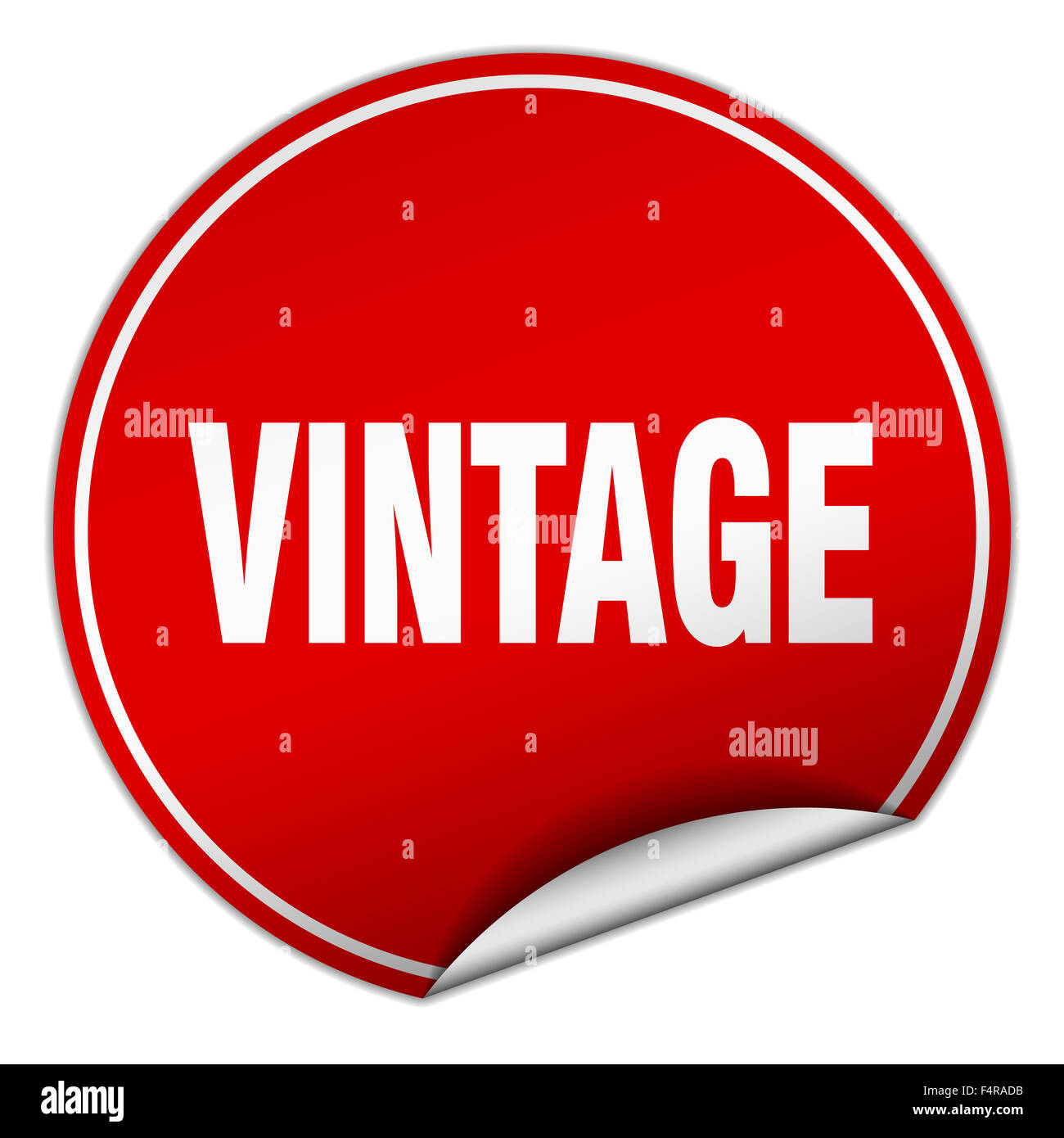 vintage round red sticker isolated on white Stock Photo - Alamy
