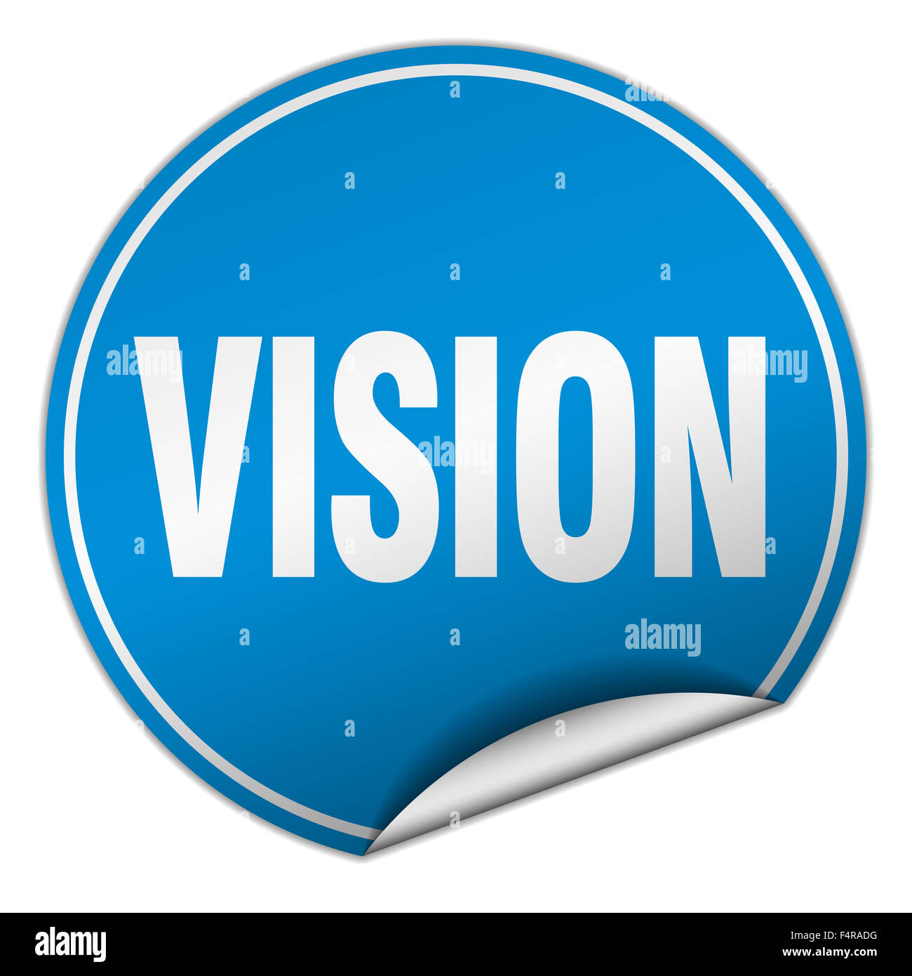 vision round blue sticker isolated on white Stock Photo - Alamy