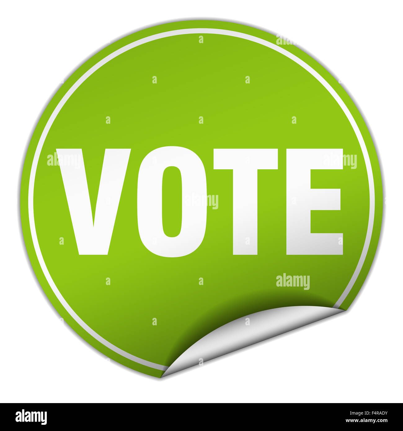 vote round green sticker isolated on white Stock Photo - Alamy