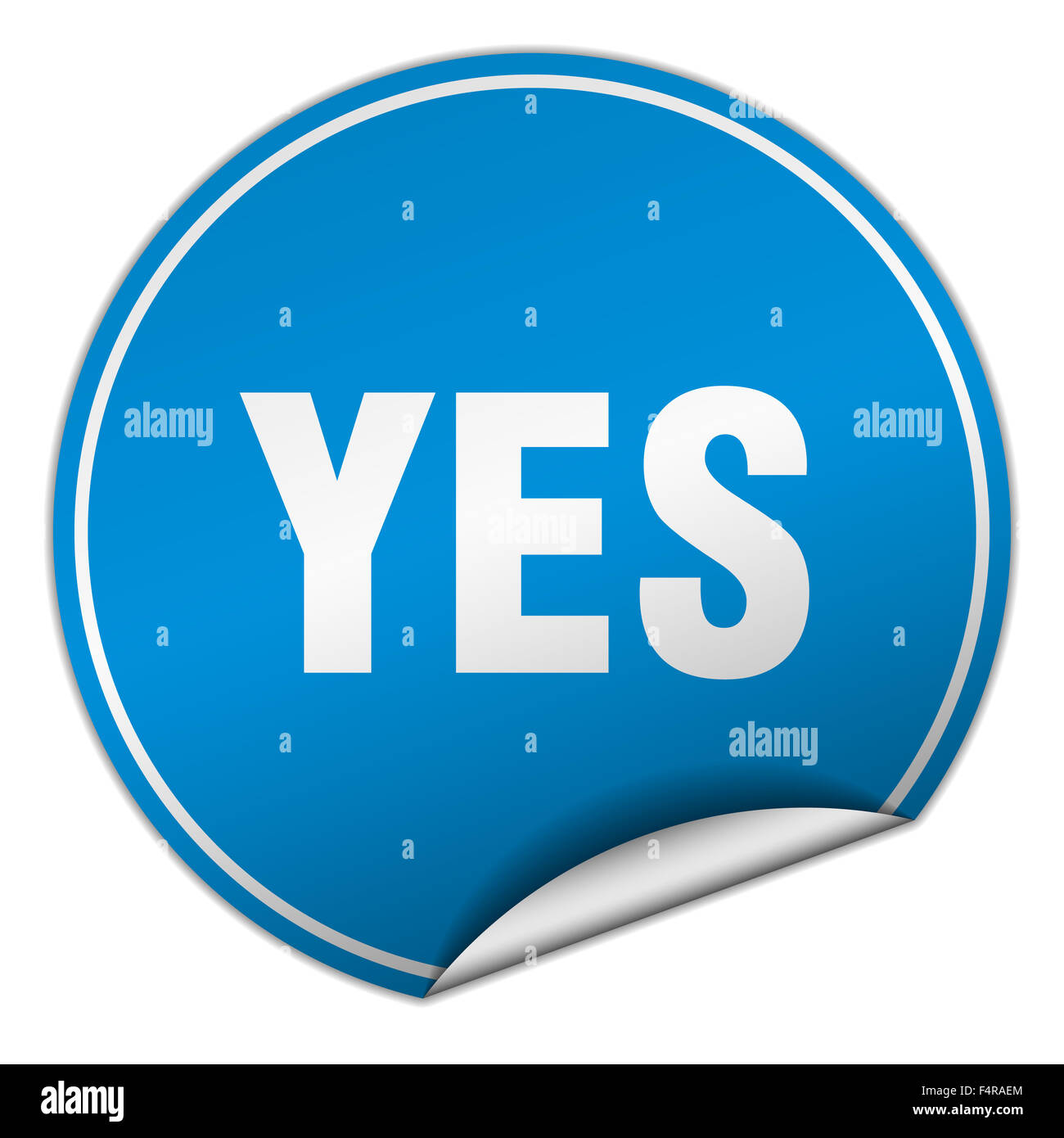 yes round blue sticker isolated on white Stock Photo - Alamy