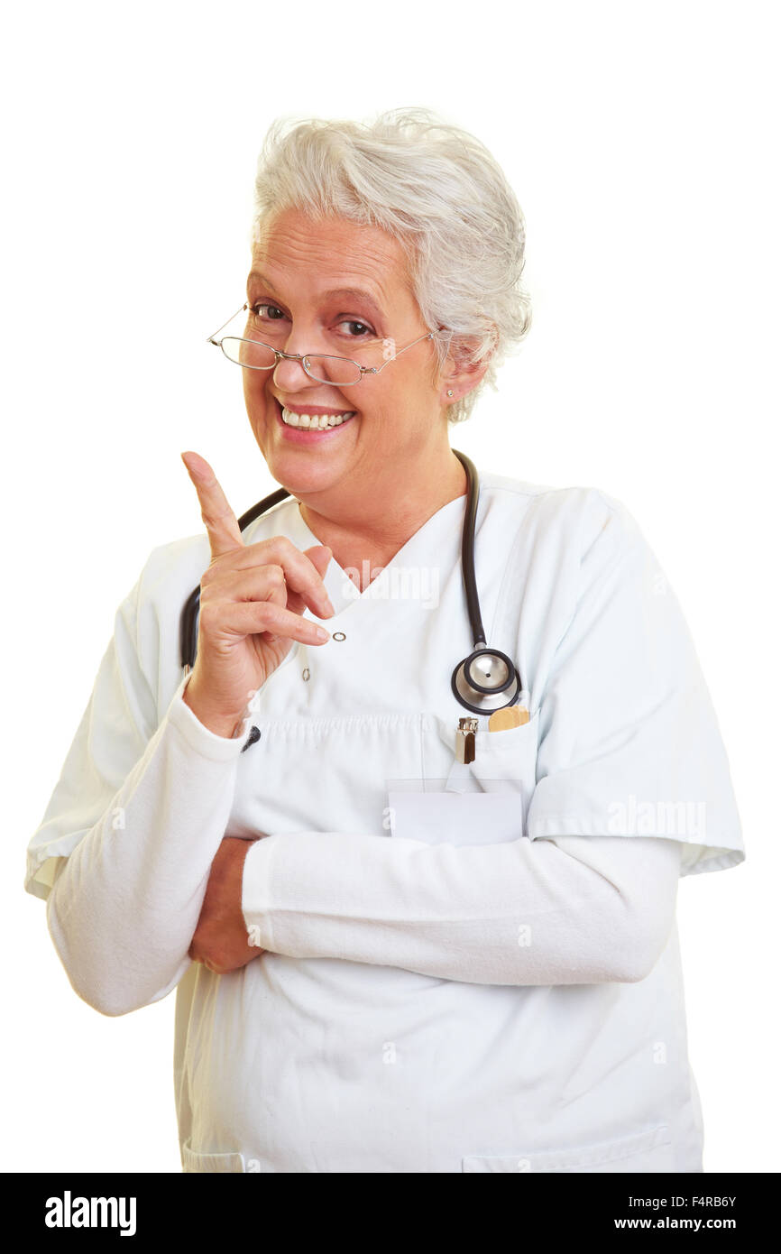 A senior female doctor shaking her index finger Stock Photo - Alamy