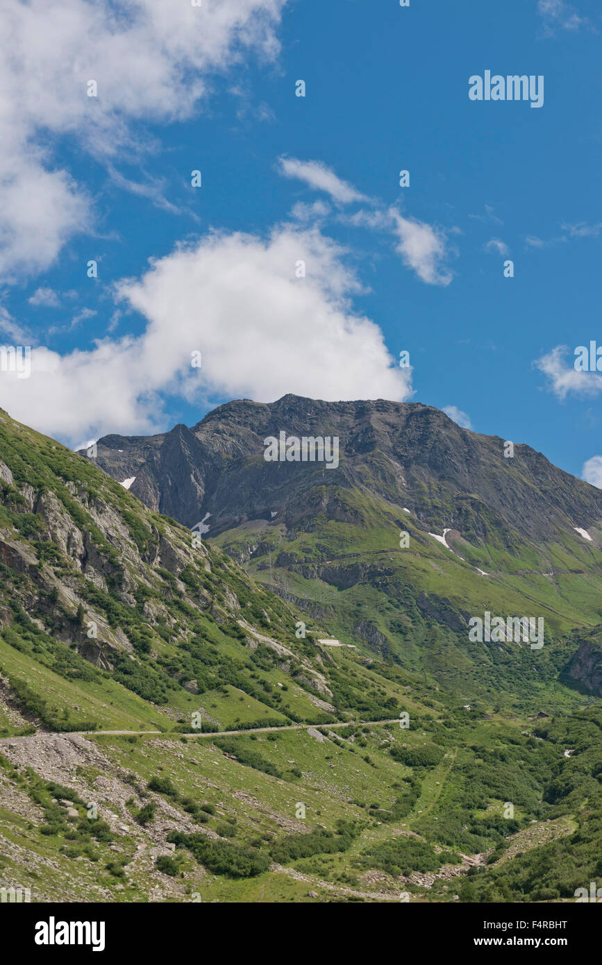 Col du, Nufenen, Nufenenpass, Novena, street, cloud, summer, pass ...