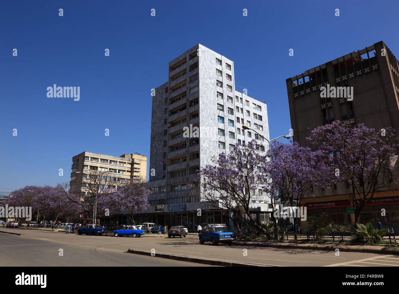 Addis Ababa, city center, houses along the Churchill Road Stock Photo ...