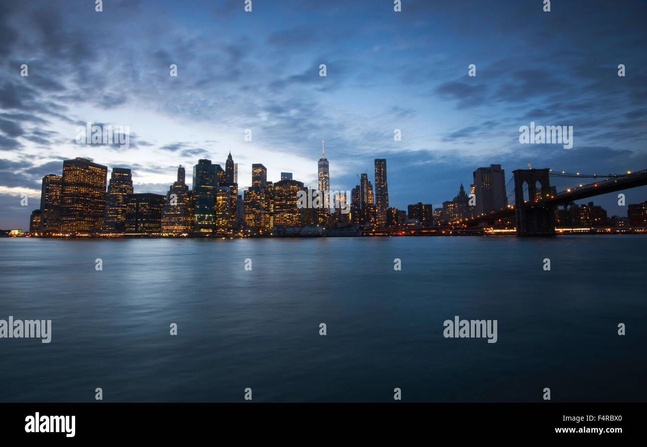 Blue hour shot of the Lower Manhattan skyline, taken from Brooklyn in ...