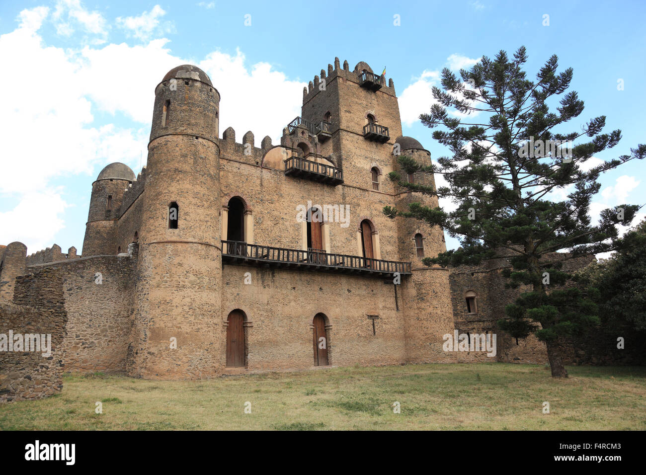Medieval buildings of Fasil Ghebbi or Gemp at Gondar or Gonder, a city ...