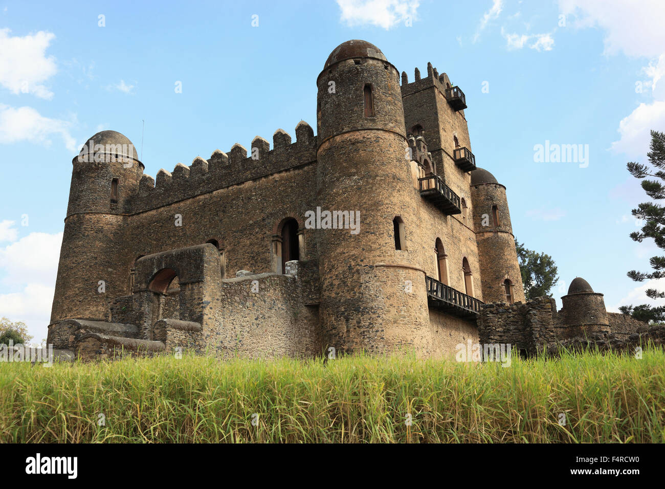 Medieval buildings of Fasil Ghebbi or Gemp at Gondar or Gonder, a city ...