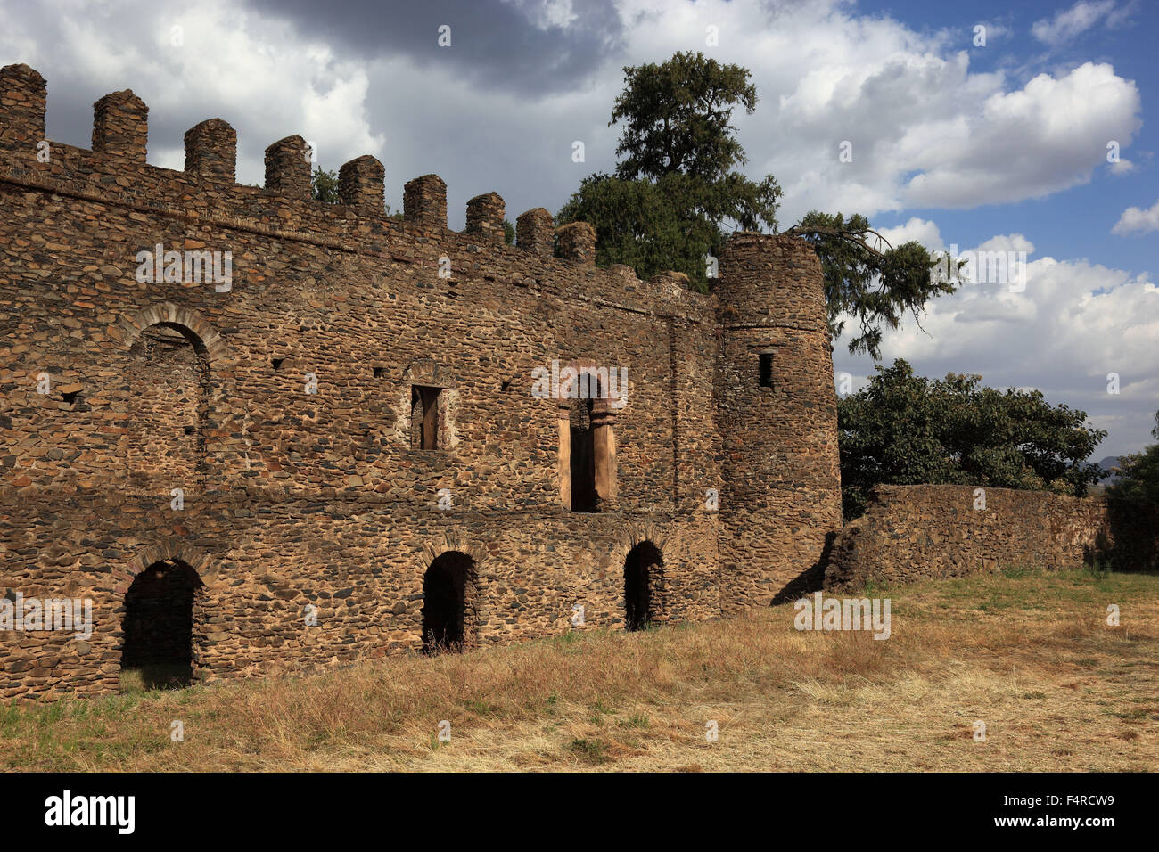 Medieval buildings of Fasil Ghebbi or Gemp at Gondar or Gonder, a city ...