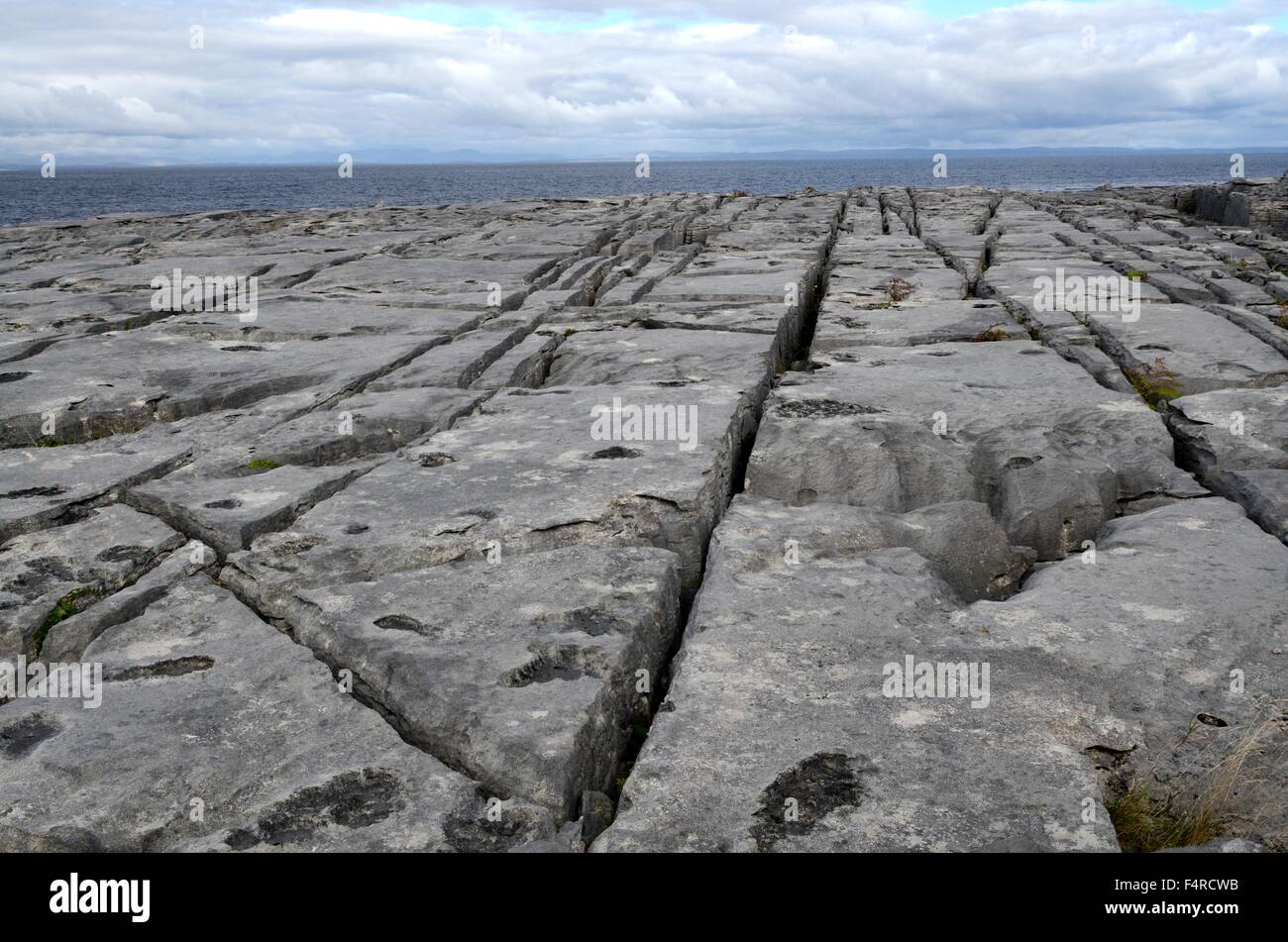 Limestone platform leading towards the sea Inisheer Inis Oirr Aran ...
