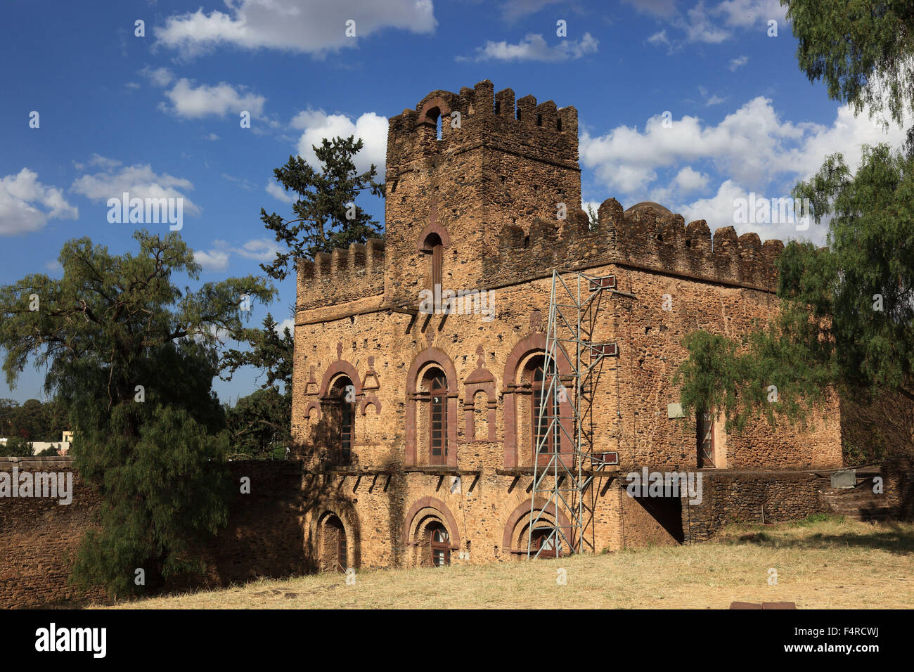 Medieval buildings of Fasil Ghebbi or Gemp at Gondar or Gonder, a city ...