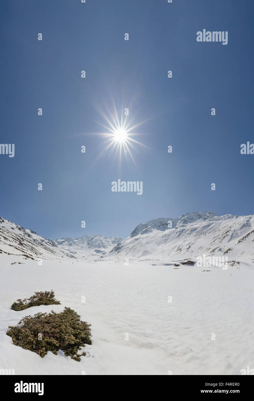 Switzerland, Europe, Graubünden, Grisons, landscape, winter, snow, ice ...