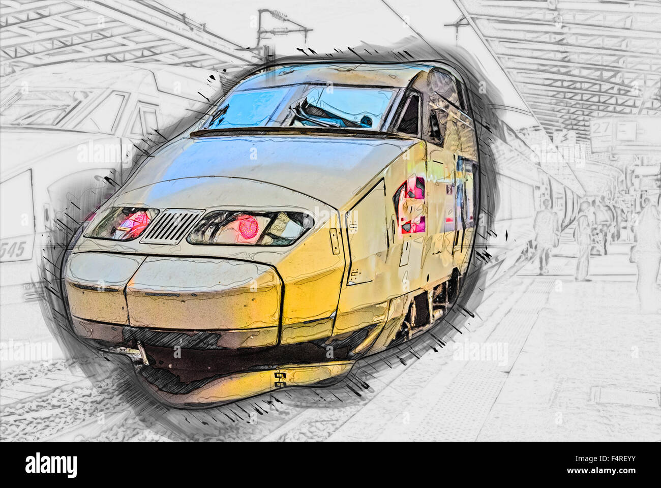 SNCF TGV trains on Northern train station, Gare du Nord Stock Photo - Alamy