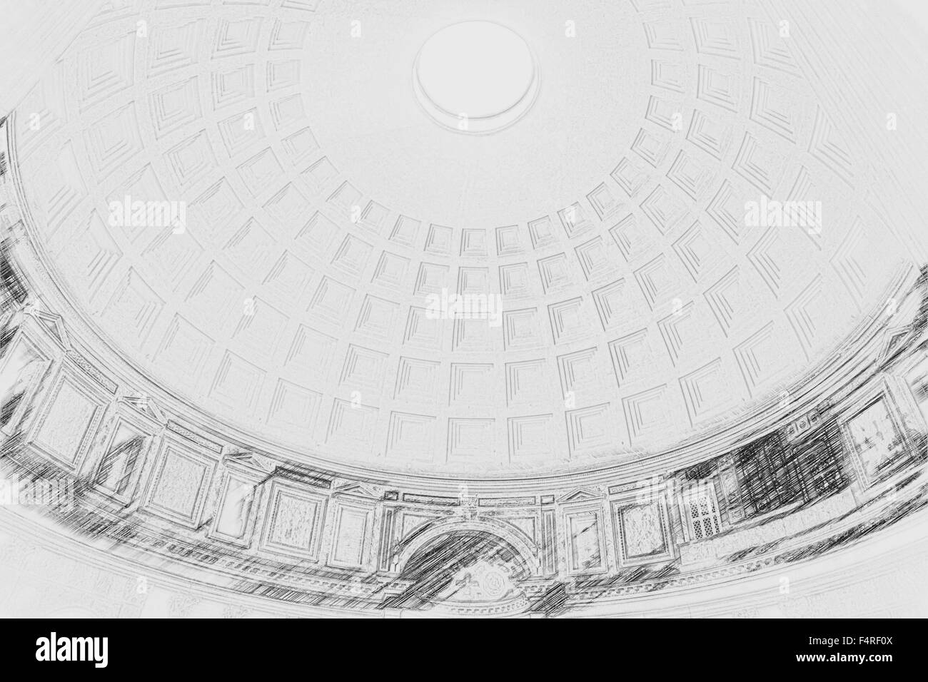 The pantheon ceiling Black and White Stock Photos & Images - Alamy