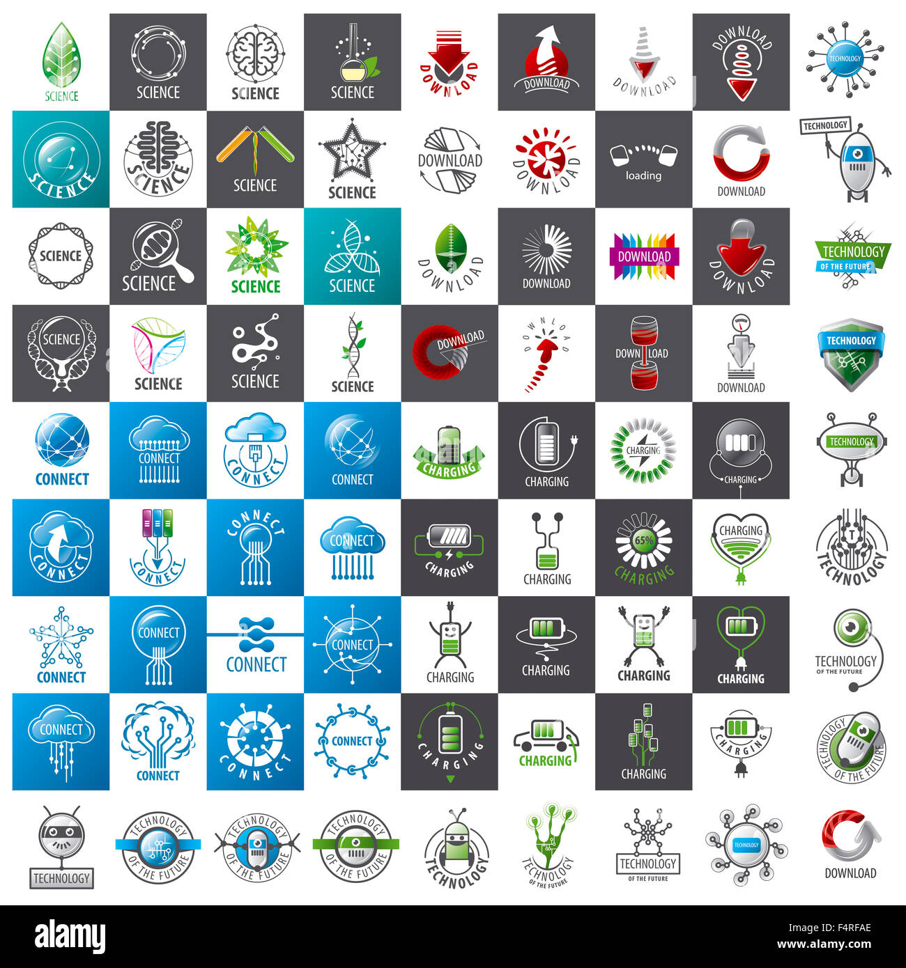 large set of vector logos new technologies Stock Photo - Alamy