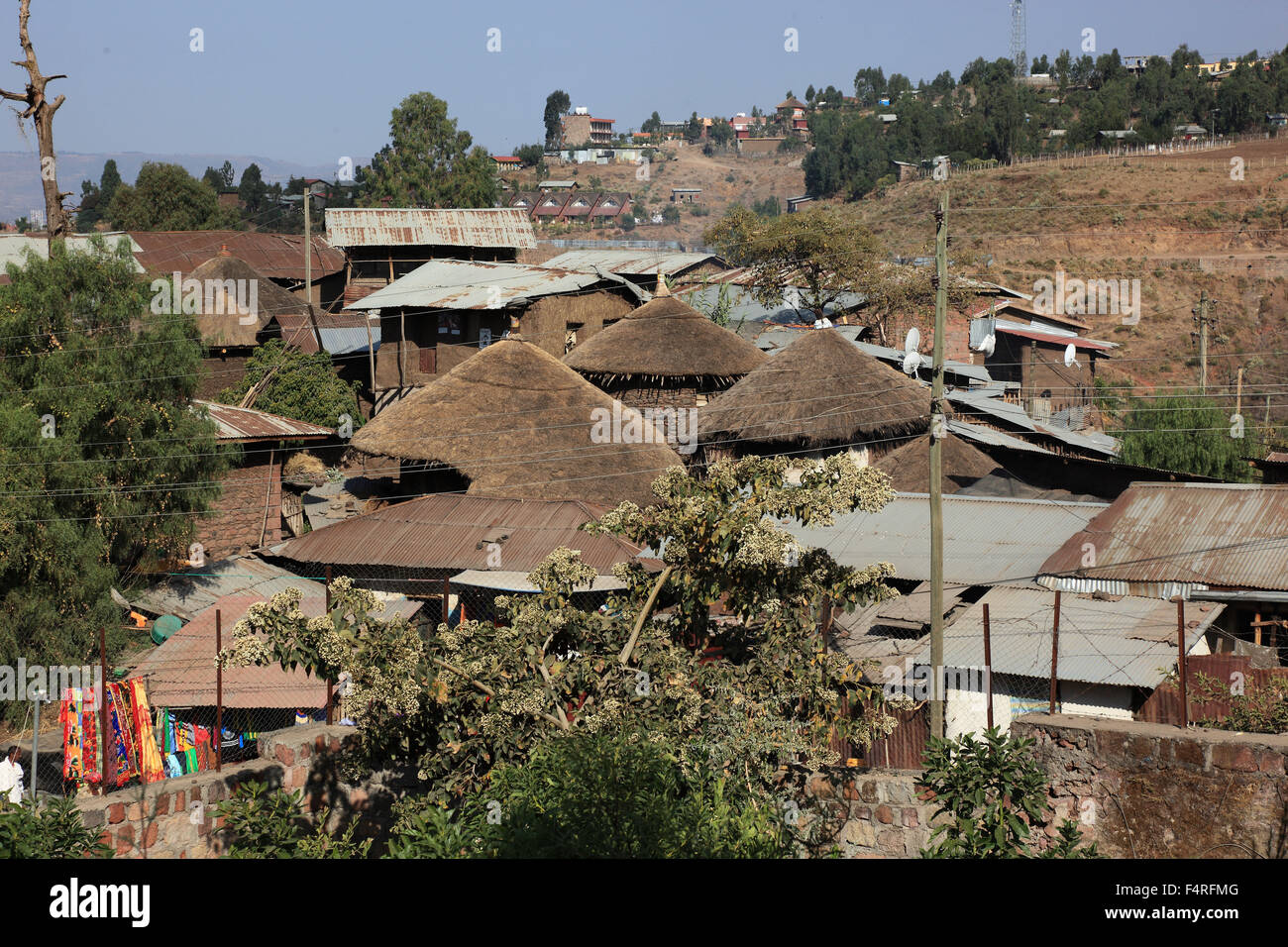 View of Lalibela, traditional rondavels, typical Tukul houses Stock ...