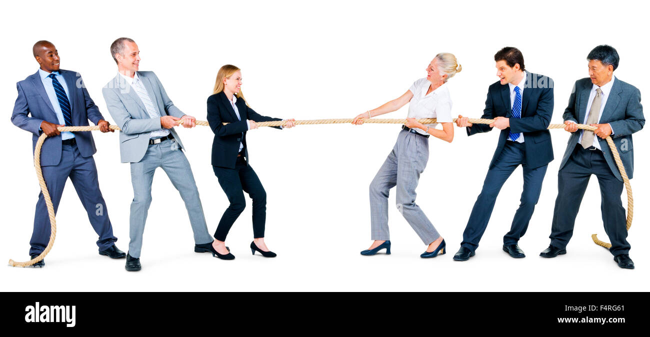 Group of Business People Pulling Rope Concept Stock Photo - Alamy