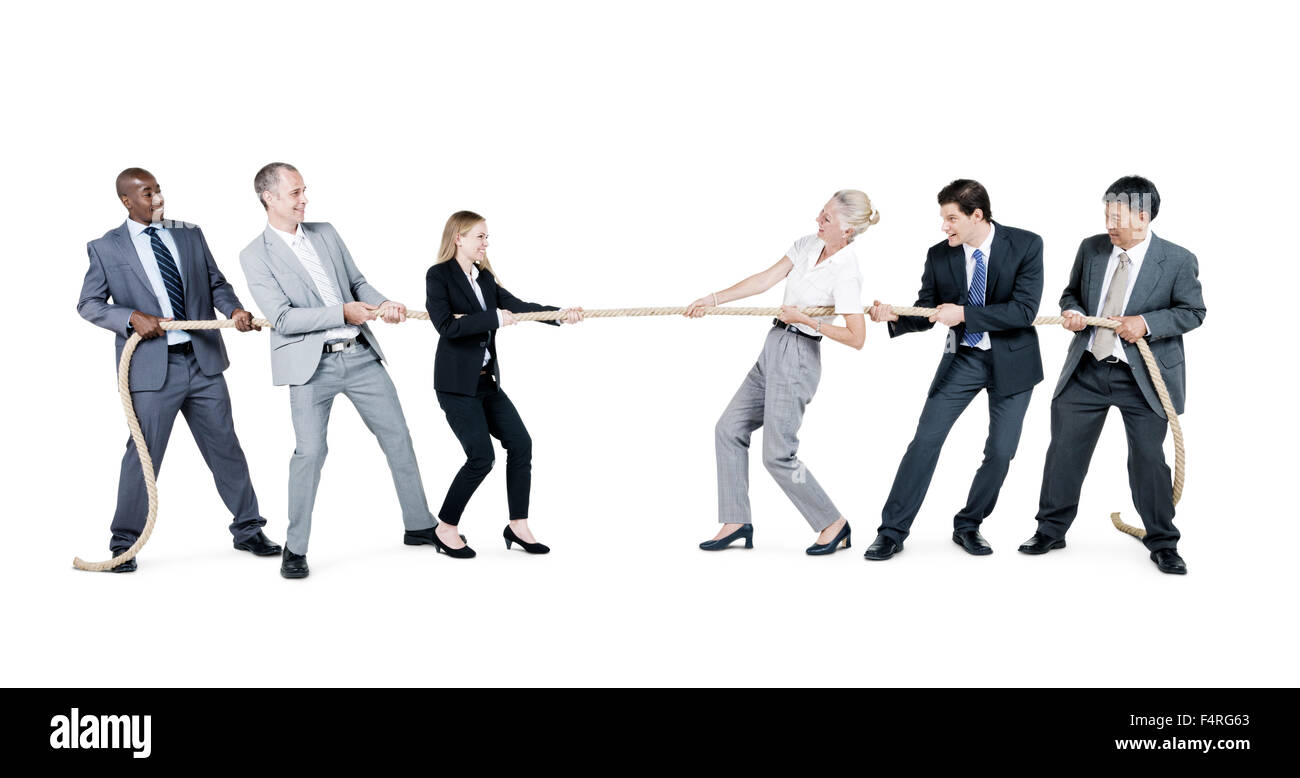 Group of Business People Pulling Rope Concept Stock Photo - Alamy