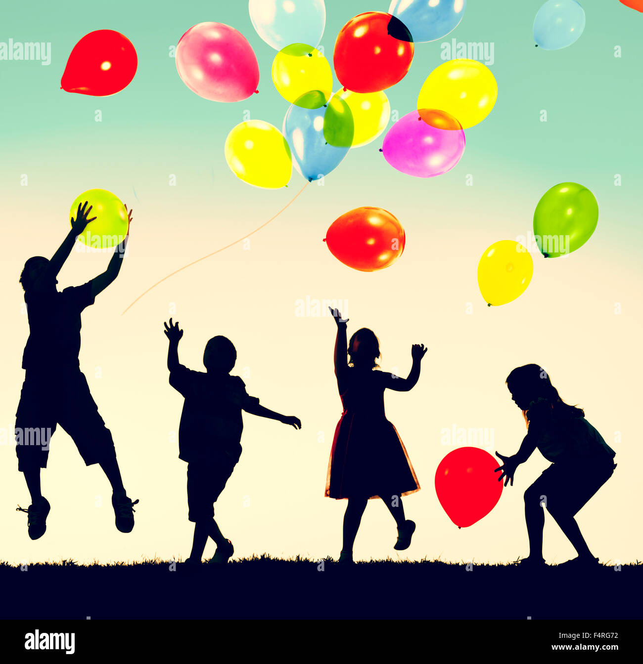 Children Balloon Childhood Fun Playing Concept Stock Photo - Alamy