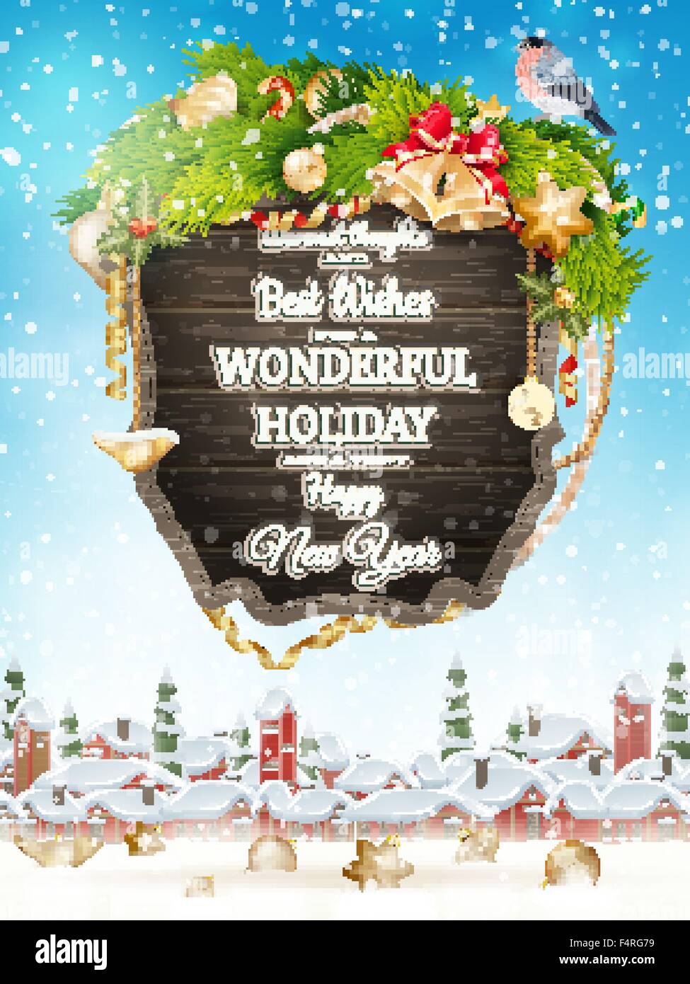 Christmas background bullfinch green Stock Vector Images - Alamy