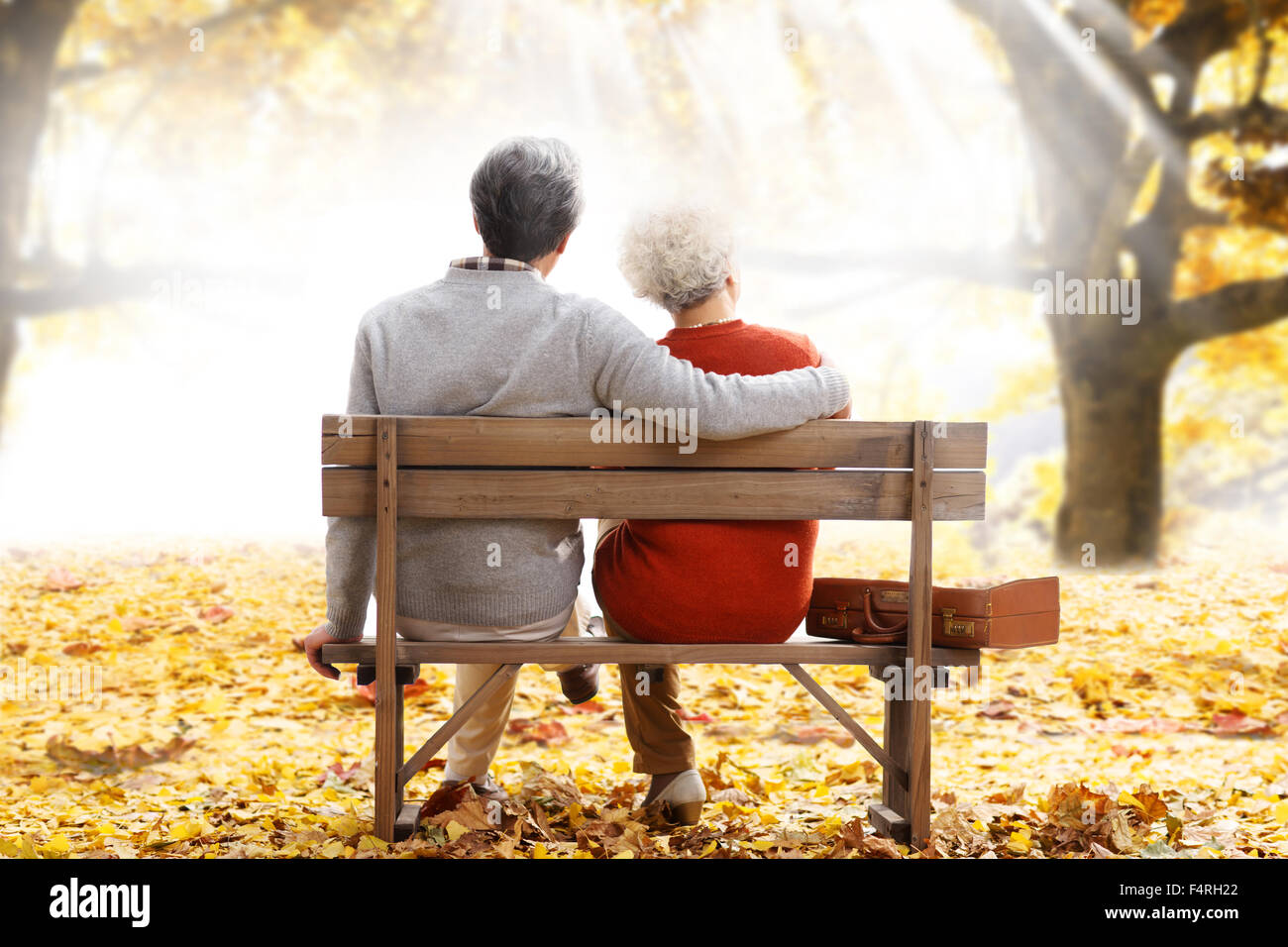 Elderly Couple On Bench