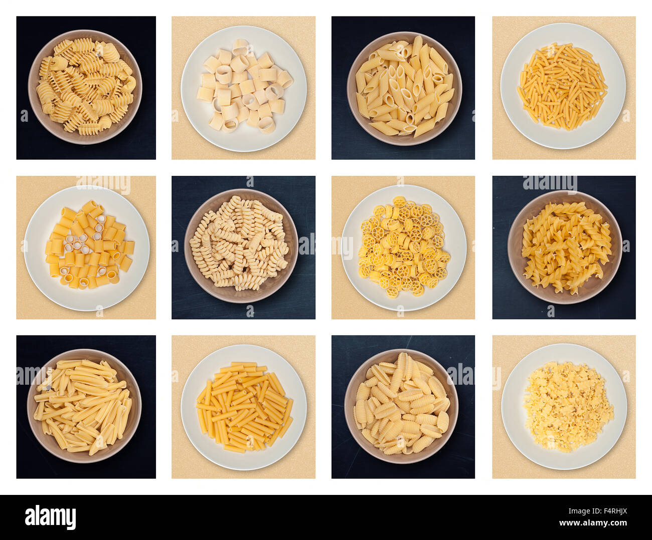 food background different kind of italian pasta Stock Photo - Alamy