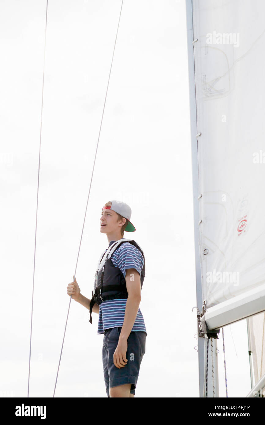 Person on the sailboat hi-res stock photography and images - Alamy