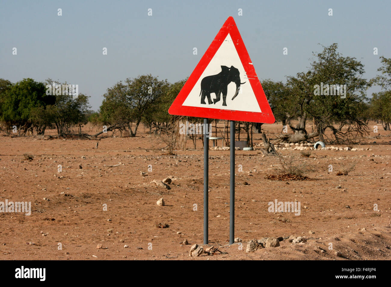 Elephant crossing on road sign, Damaraland, Namibia Stock Photo - Alamy