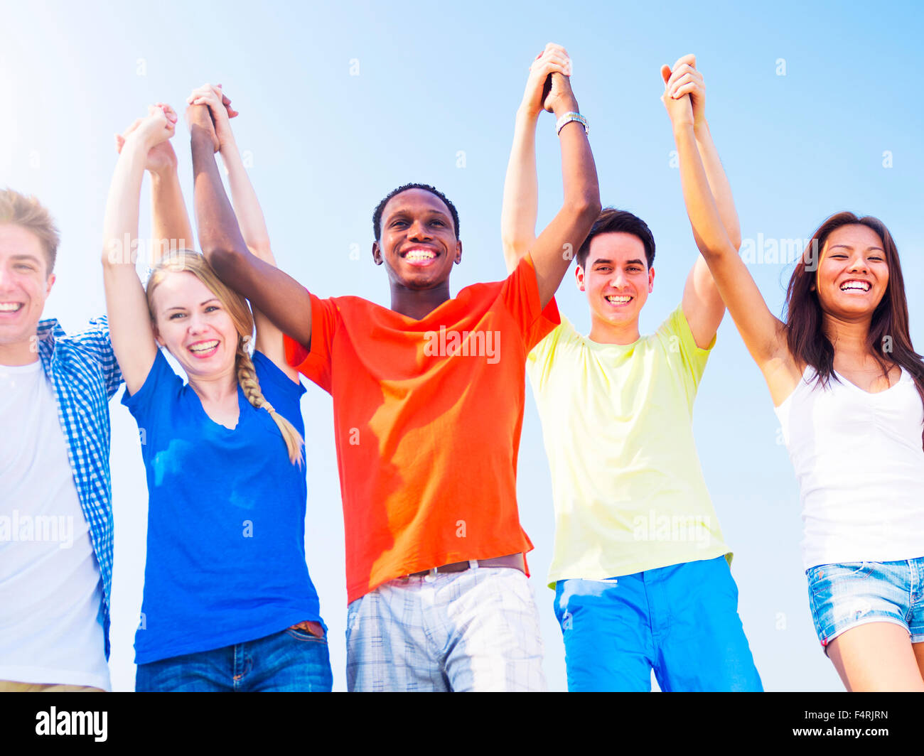 Group Friends Outdoors Celebration Winning Victory Fun Concept Stock ...