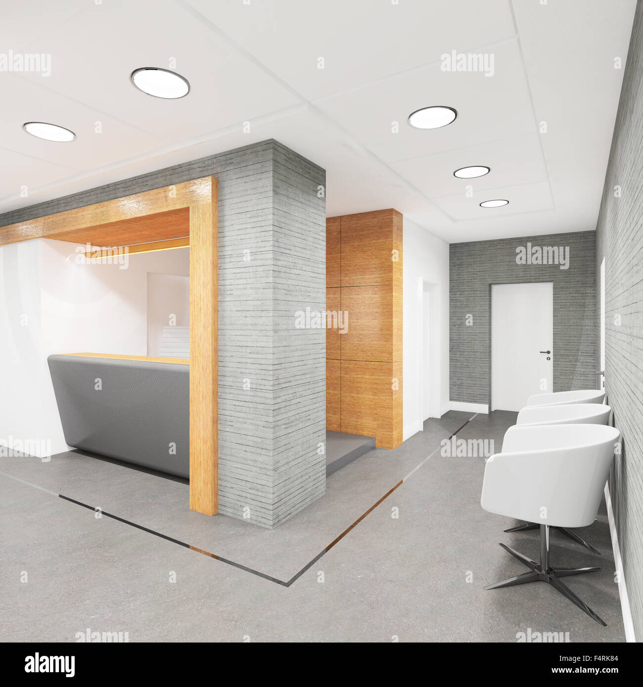 office lobby with a reception desk visualization Stock Photo - Alamy