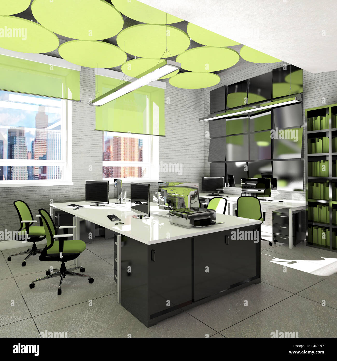 Empty modern office interior work place visualization Stock Photo - Alamy