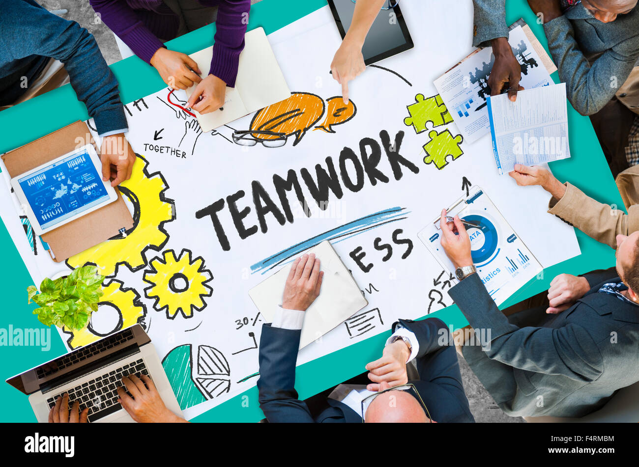 Teamwork Team Collaboration Connection Togetherness Unity Concept Stock ...