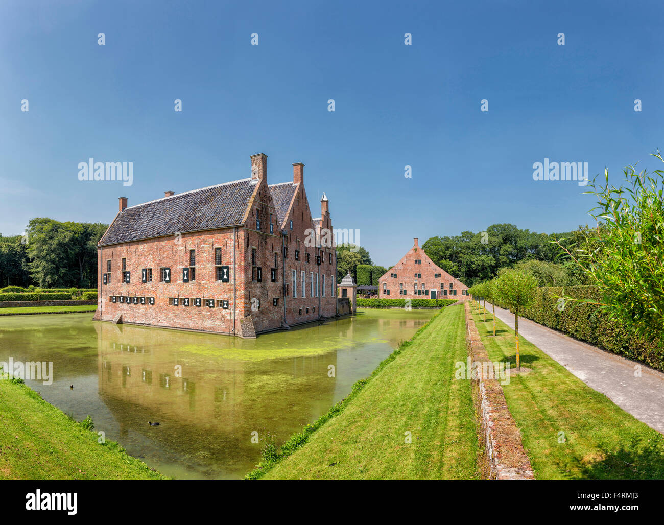 Netherlands, Europe, Holland, Uithuizen, Groningen, castle, field ...