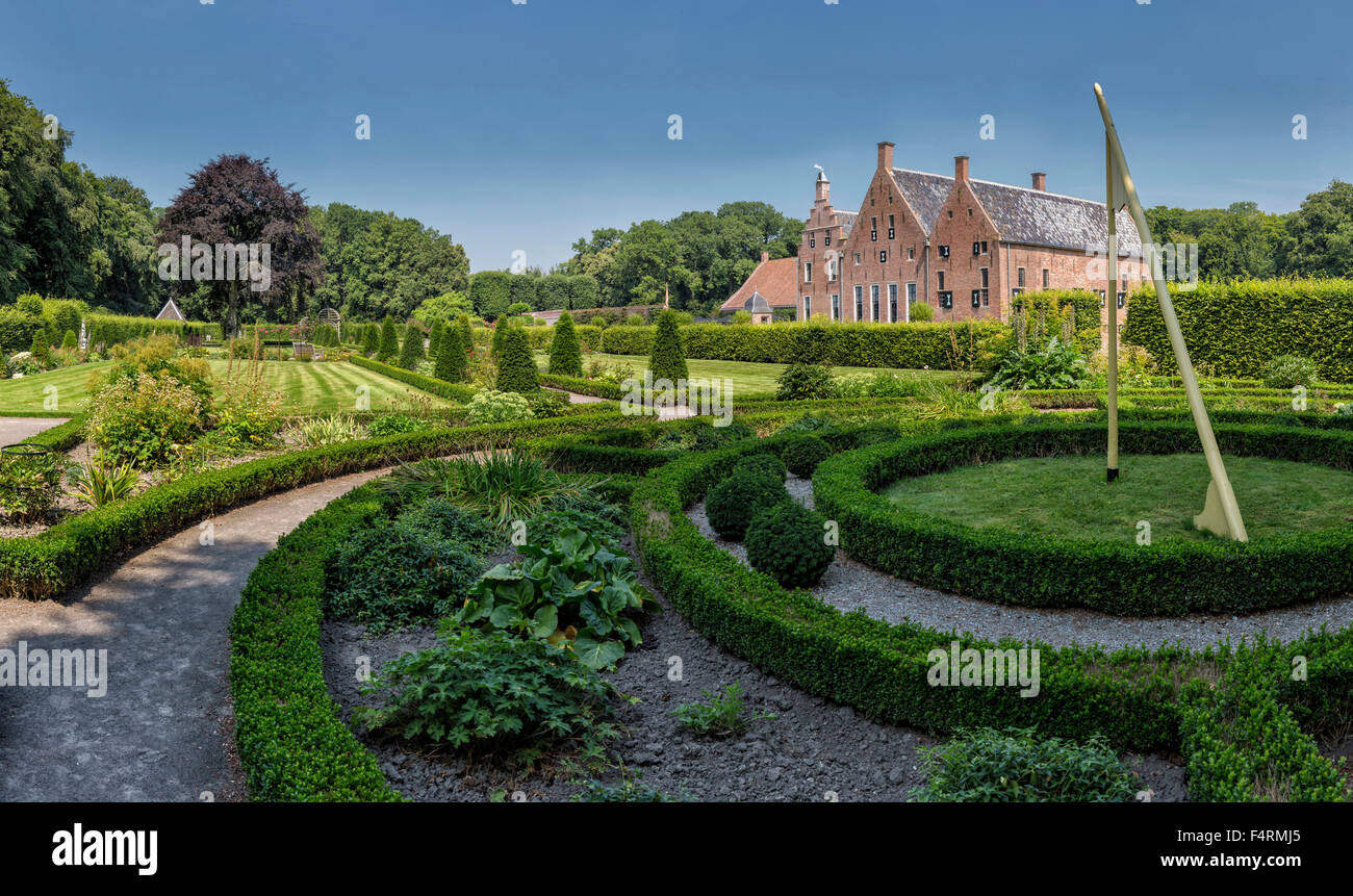 Netherlands, Europe, Holland, Uithuizen, Groningen, castle, flowers, summer, garden, Menkemaborg ...