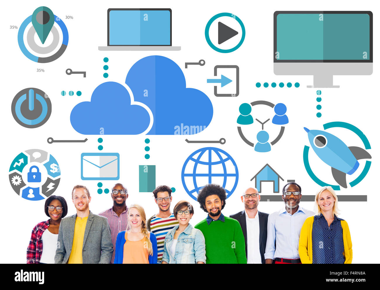 Big Data Sharing Online Global Communication Cloud Concept Stock Photo ...