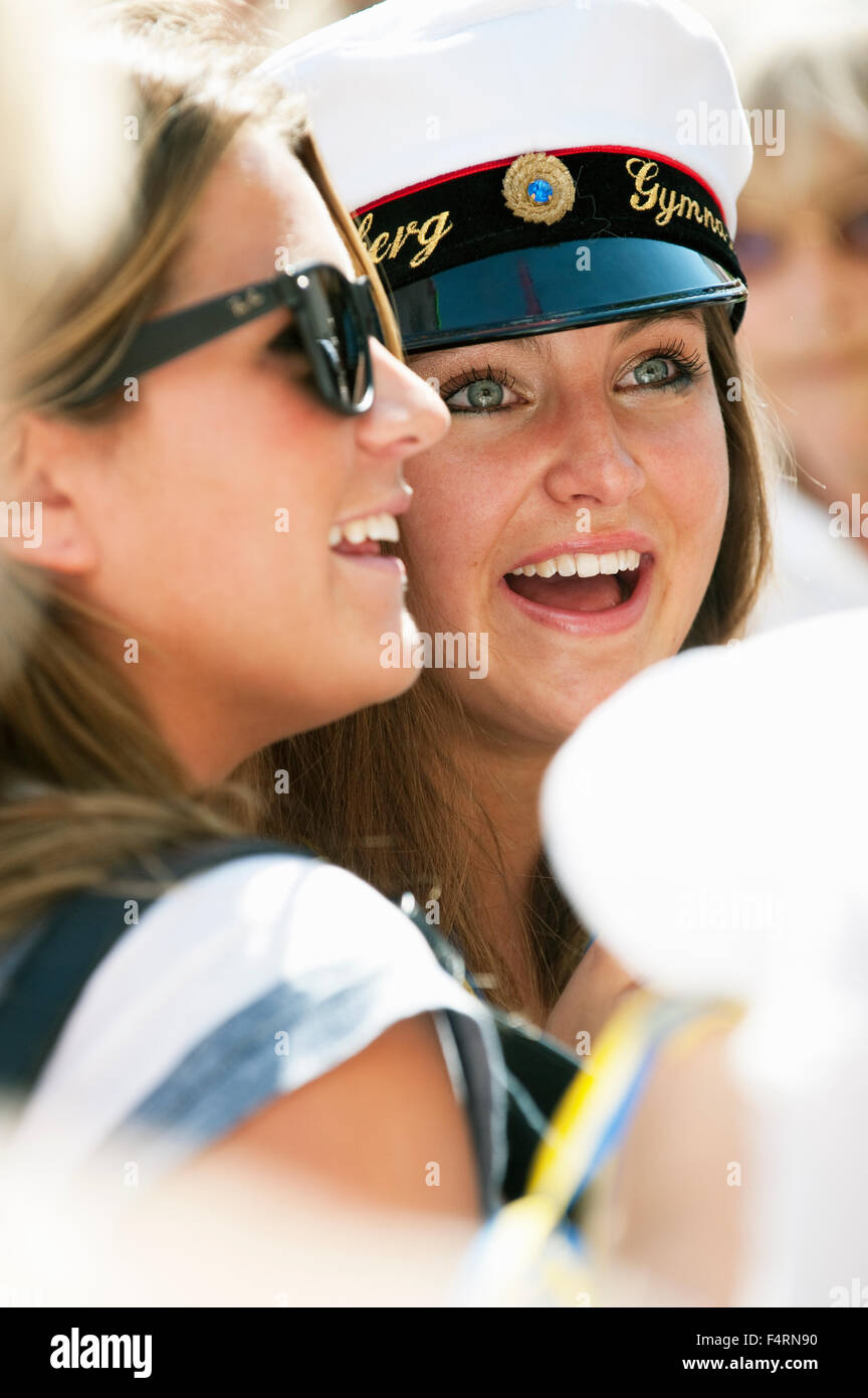 Sweden, Stockholm, Ostermalm, Happy female students at graduation Stock ...