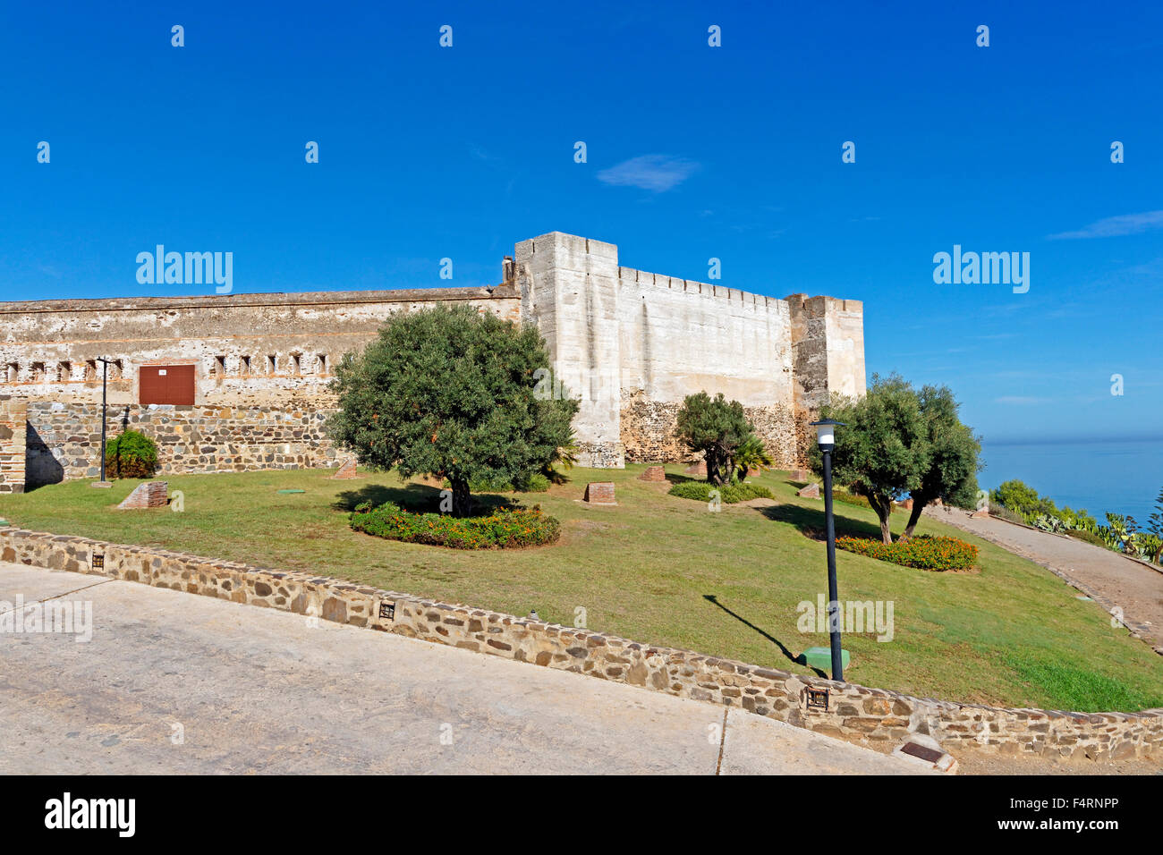 Europe, Spain, Andalusia, Fuengirola, Paseo Fluvial, castle, Castillo ...