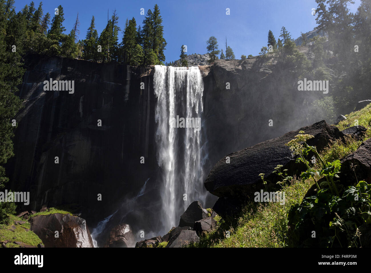 Waterfall, Vernal Fall, Yosemite Valley, Yosemite National Park, USA ...