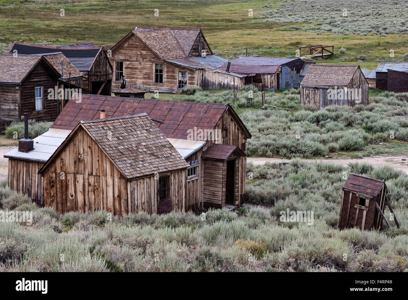 Old wooden houses, ghost town, old gold mining town, Bodie State ...