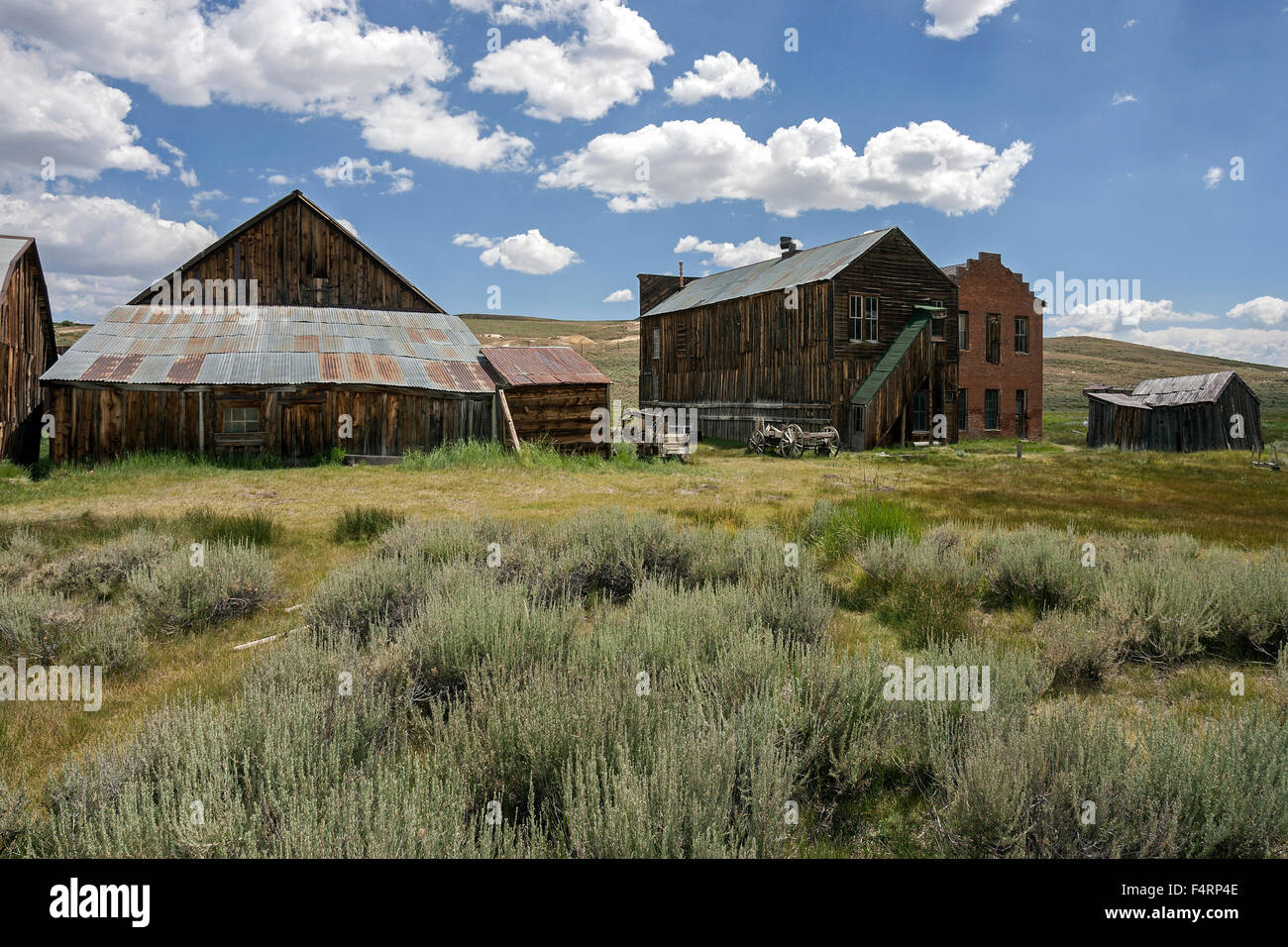Old wooden houses, ghost town, old gold mining town, Bodie State ...