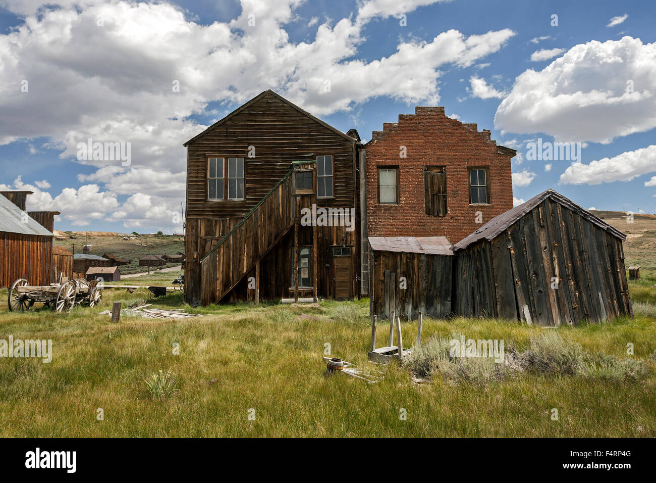 Old wooden houses, ghost town, old gold mining town, Bodie State ...