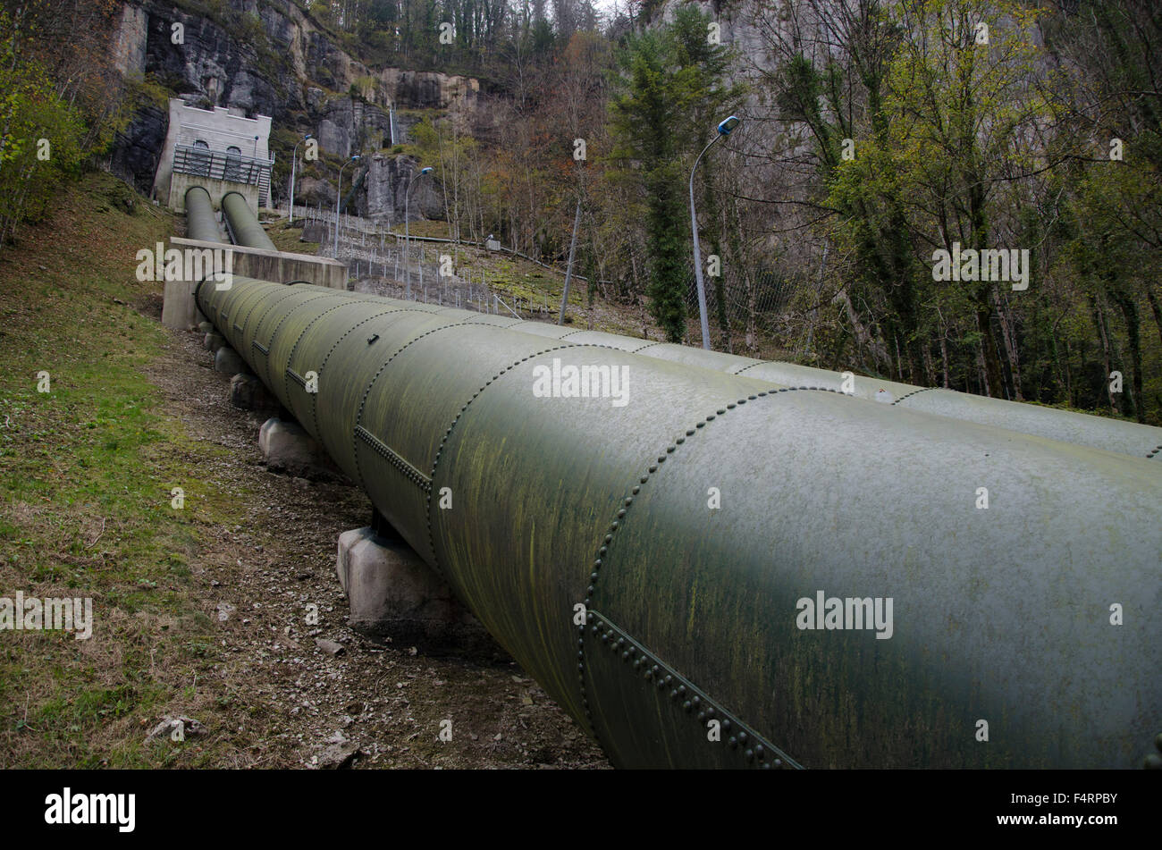 Power station, stream, current, water power, energy, water pipe, France ...