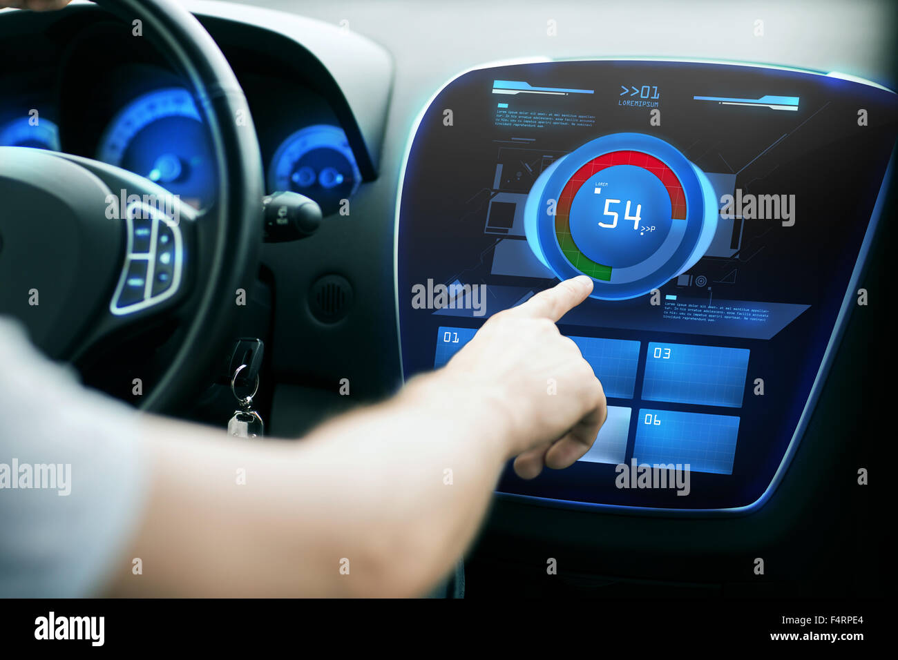 hand setting volume on car audio stereo system Stock Photo - Alamy