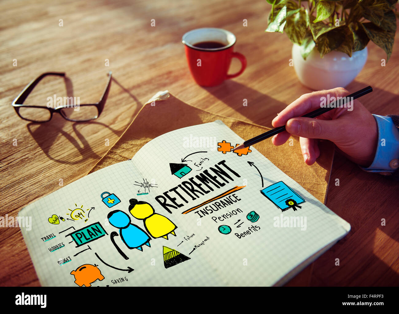 Businessman Retirement Qualification Sketch Working Concept Stock Photo ...